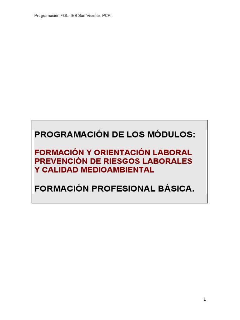 Programacion_FOL_FP_básica | PDF | Evaluación | Maestros