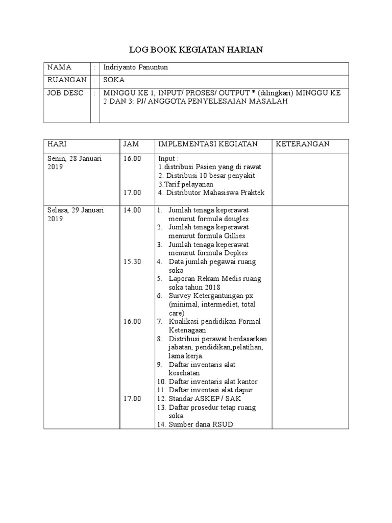Log Book Kegiatan Harian | PDF