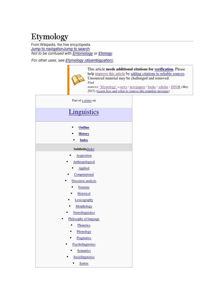 Etymology: Linguistics | PDF | Linguistics | Semantics