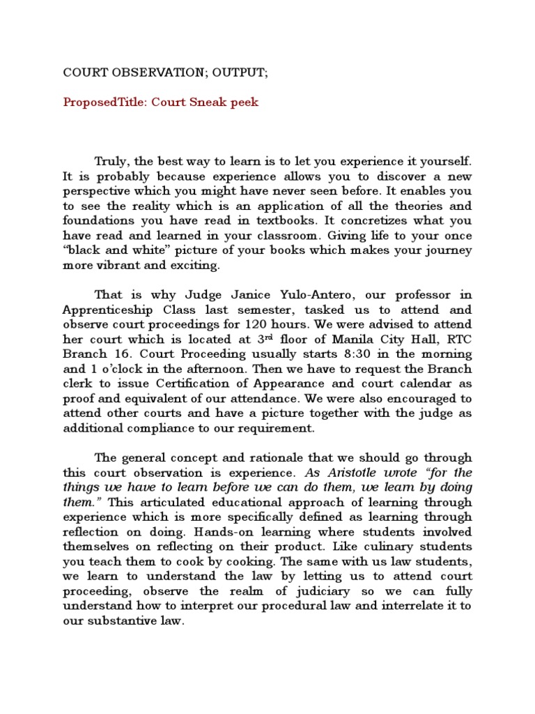 COURT OBSERVATION v.3 | PDF | Lawyer | Judge