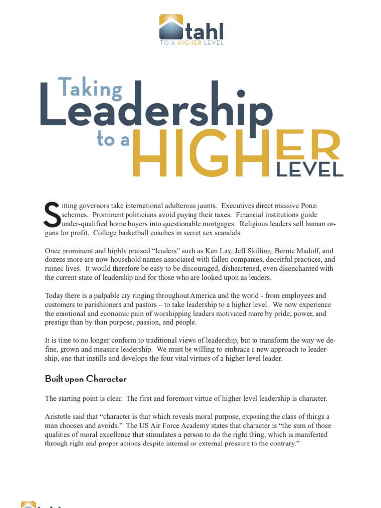 Taking Leadership To A Higher Level | PDF | Courage | Leadership