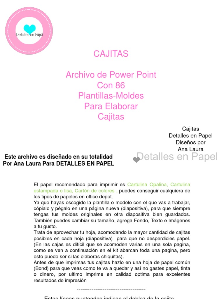 Moldes De Cajitas Pdf Papel Materiales Artisticos