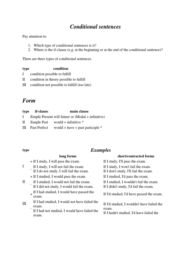 Conditional Sentences: Type Condition | PDF | Sentence (Linguistics) | Onomastics