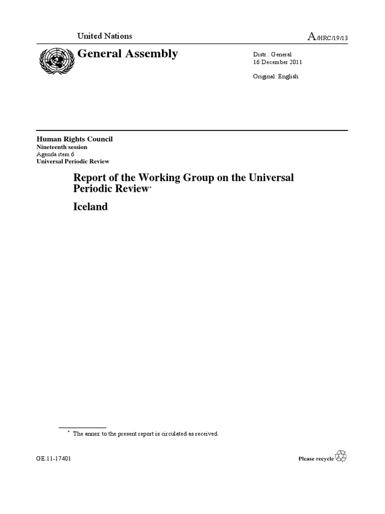 United Nations report on Iceland's Universal Periodic Review covers ...