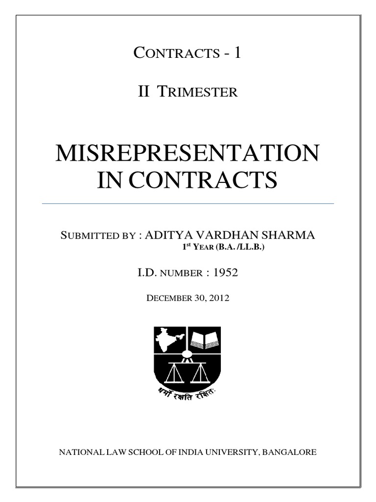 Misrepresentation in Indian Contract Law | PDF | Misrepresentation | Rules