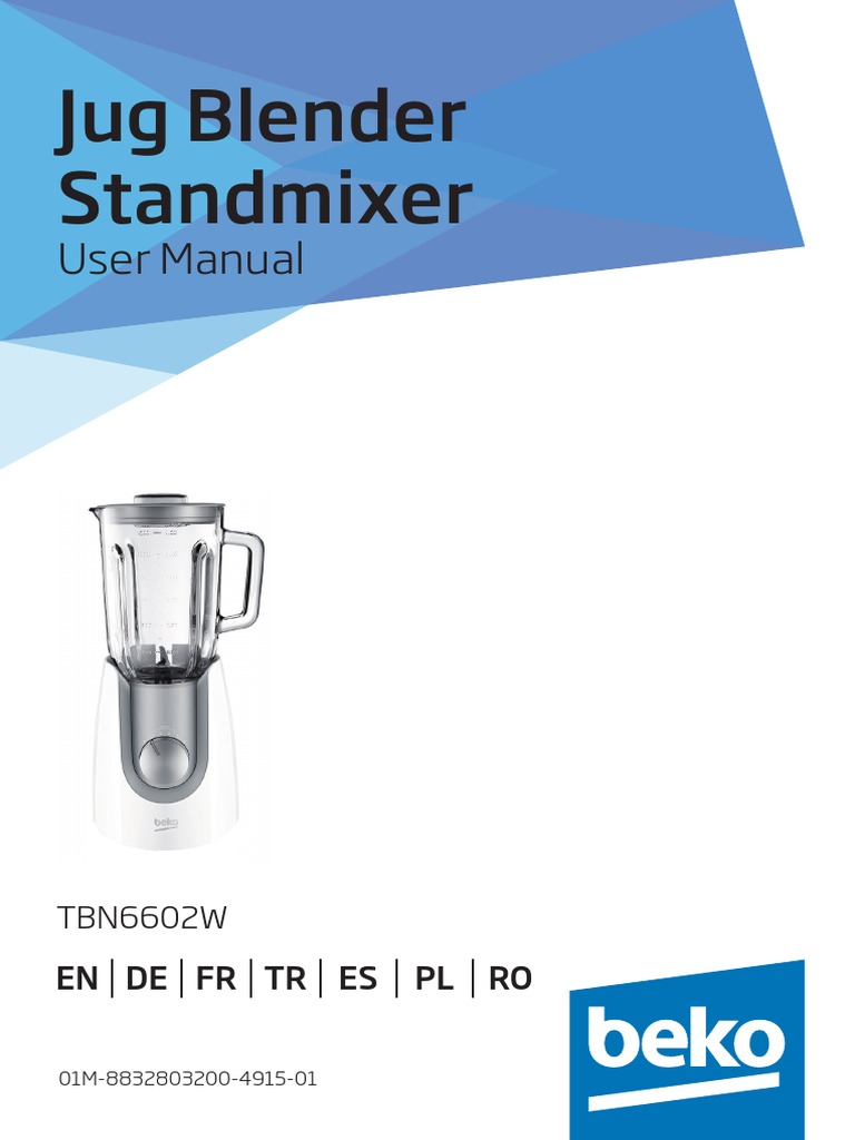 Jug Blender Standmixer: User Manual | PDF | Blender | Home Appliance