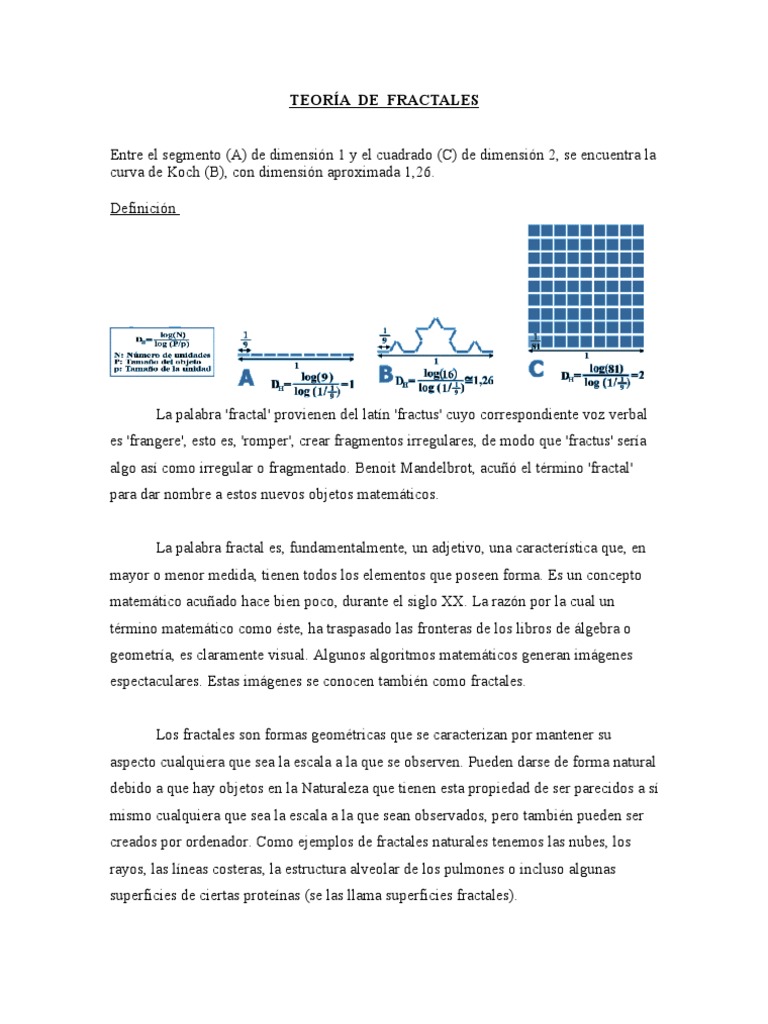 Teoría de Fractales | PDF | Fractal | Dimensión
