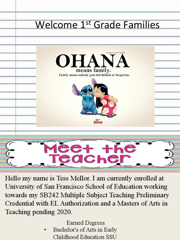 1st Grade Welcome Guide by Tess Mellor | PDF