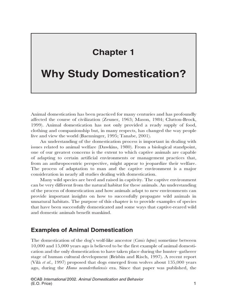 Why Study Domestication?: Examples of Animal Domestication | PDF ...