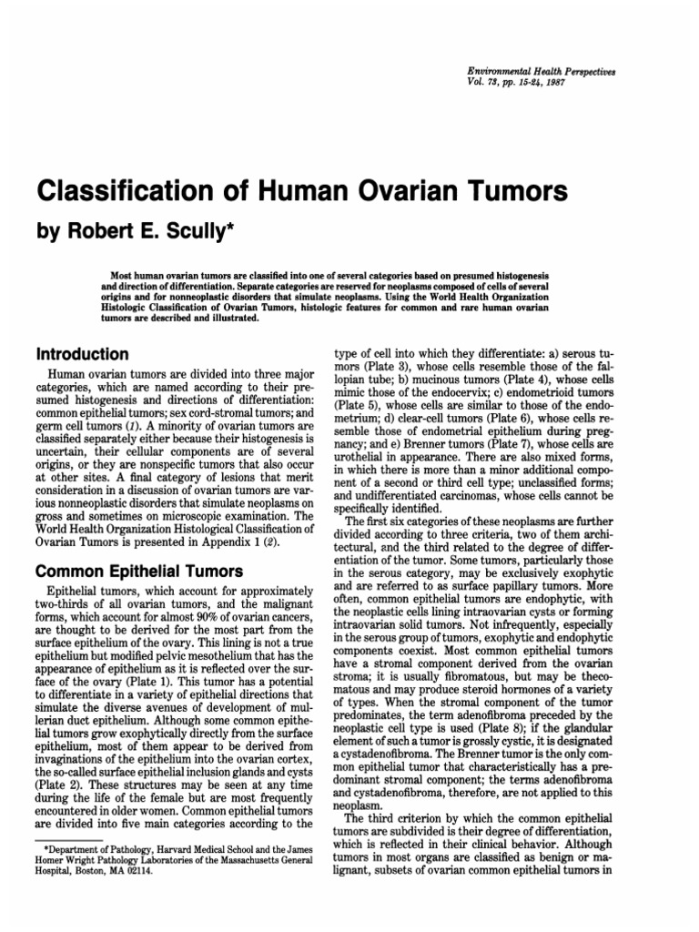 Classification of Ovarian Tumors: Human | PDF | Ovarian Cancer | Neoplasms
