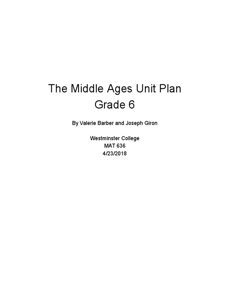 Middle Ages Unit Plan | PDF | Renaissance | Middle Ages