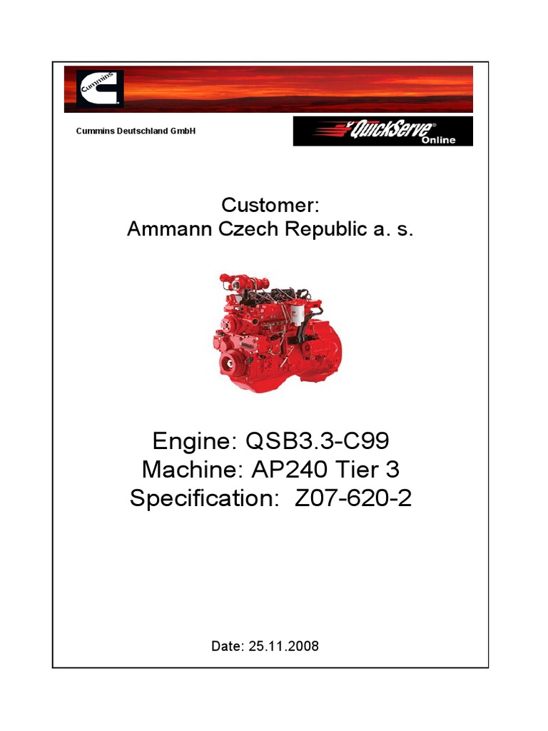 Engine: QSB3.3-C99 Machine: AP240 Tier 3 Specification: Z07-620-2 | PDF ...