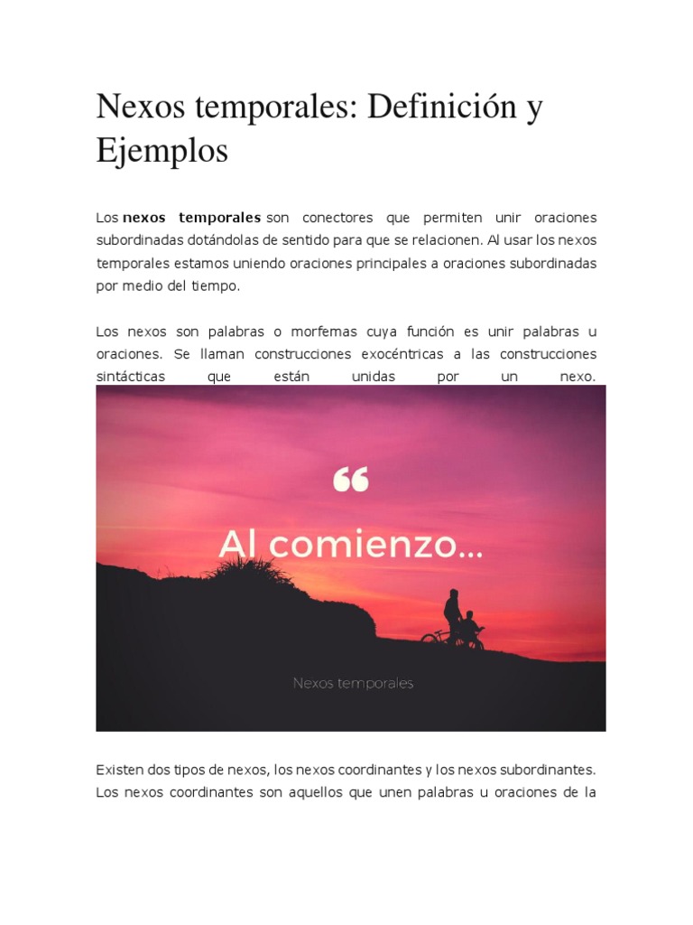 Nexos Temporales Español | PDF | Oración (Lingüística) | Relaciones ...