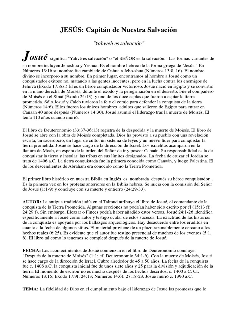 Jesus Capitan de Nuestra Salvacion | PDF | Joshua | Moisés