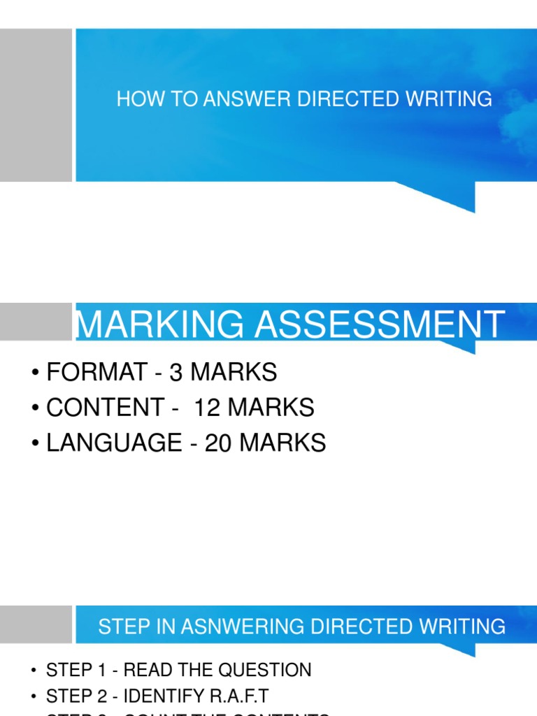 How To Answer Directed Writing | PDF | Question | Cognition