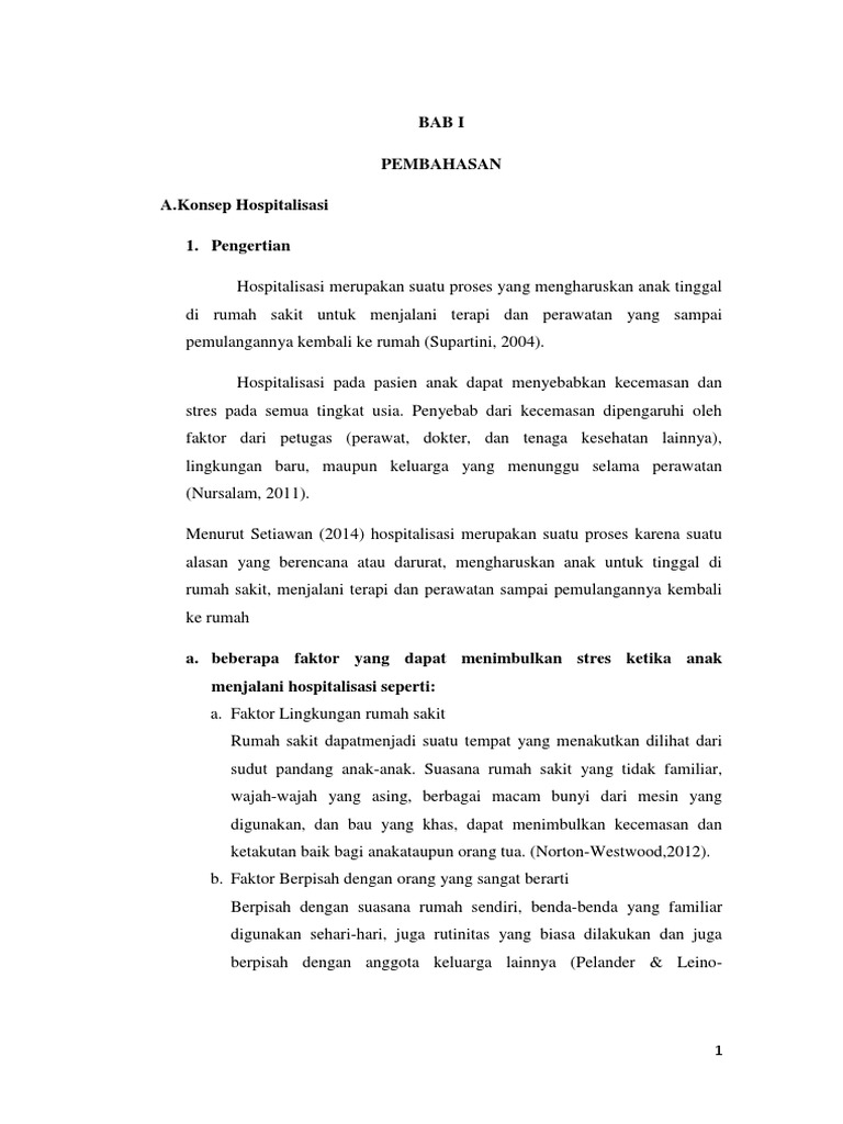 Konsep Hospitalisasi Dan Konsep Bermain | PDF | Kesehatan Holistik