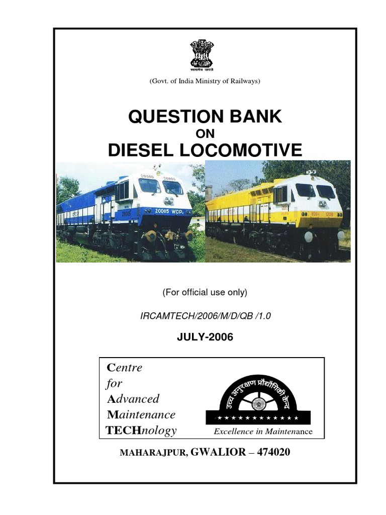 Question Bank On Diesel Locomotives PDF | PDF | Diesel Engine | Locomotives