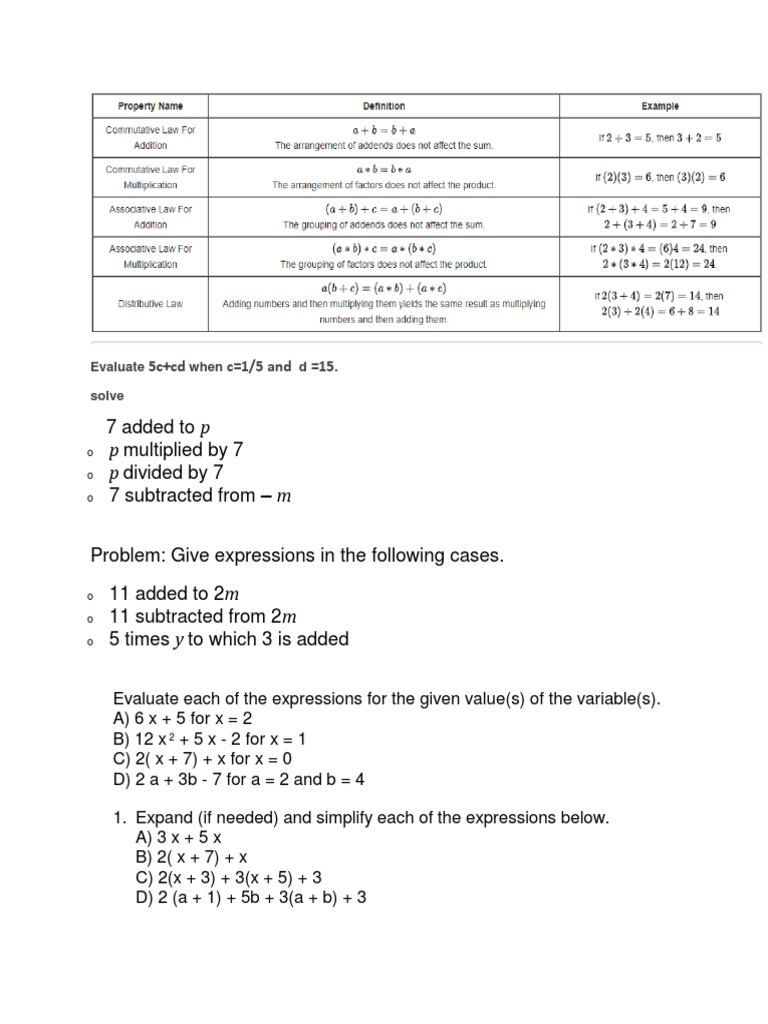 P P Multiplied by 7 P Divided by 7 M: 7 Added To | PDF | Equations ...
