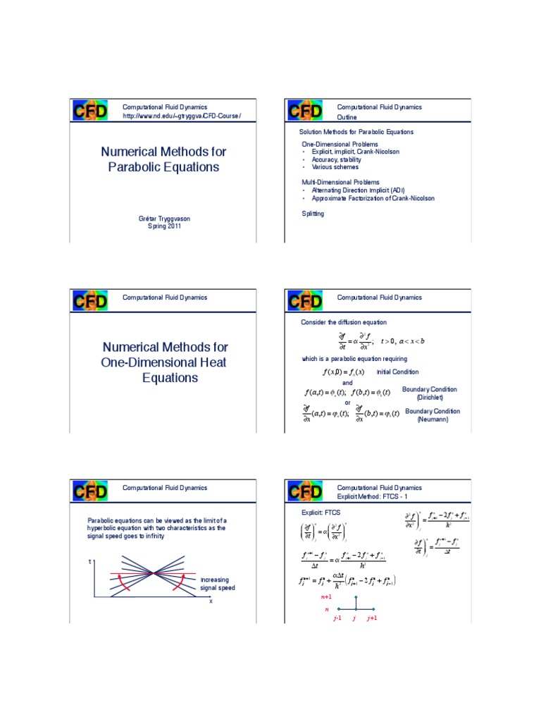Numerical Methods For! Parabolic Equations!: B X A T X F T F | PDF | Computational Fluid ...
