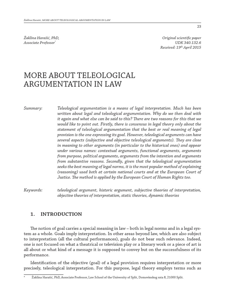 Understanding Teleological Argumentation: Examining its Various Aspects, Applications, and ...