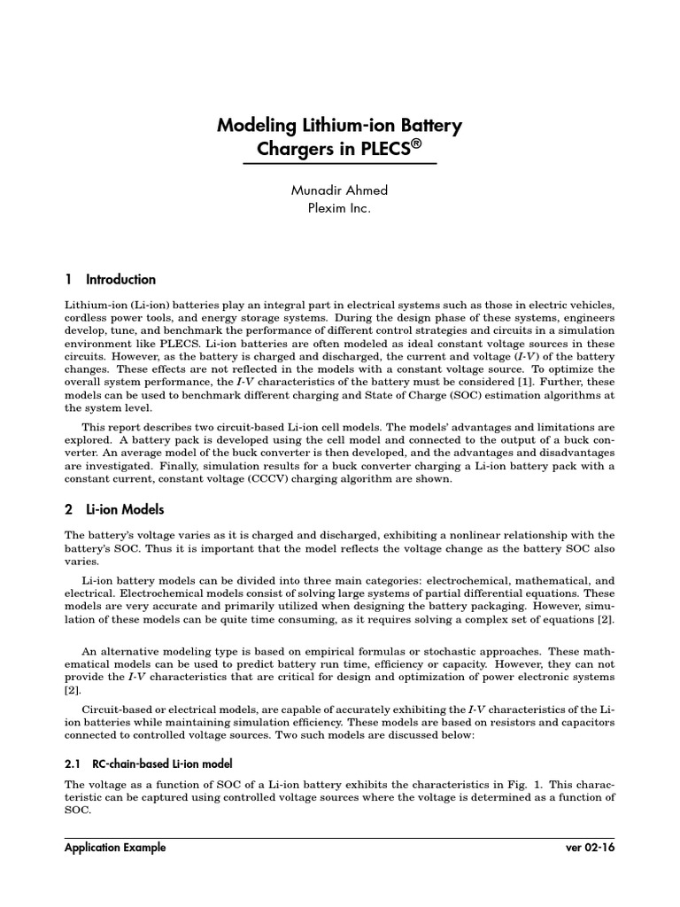 Plecs Lithium Ion Adv Pdf Lithium Ion Battery Battery Charger