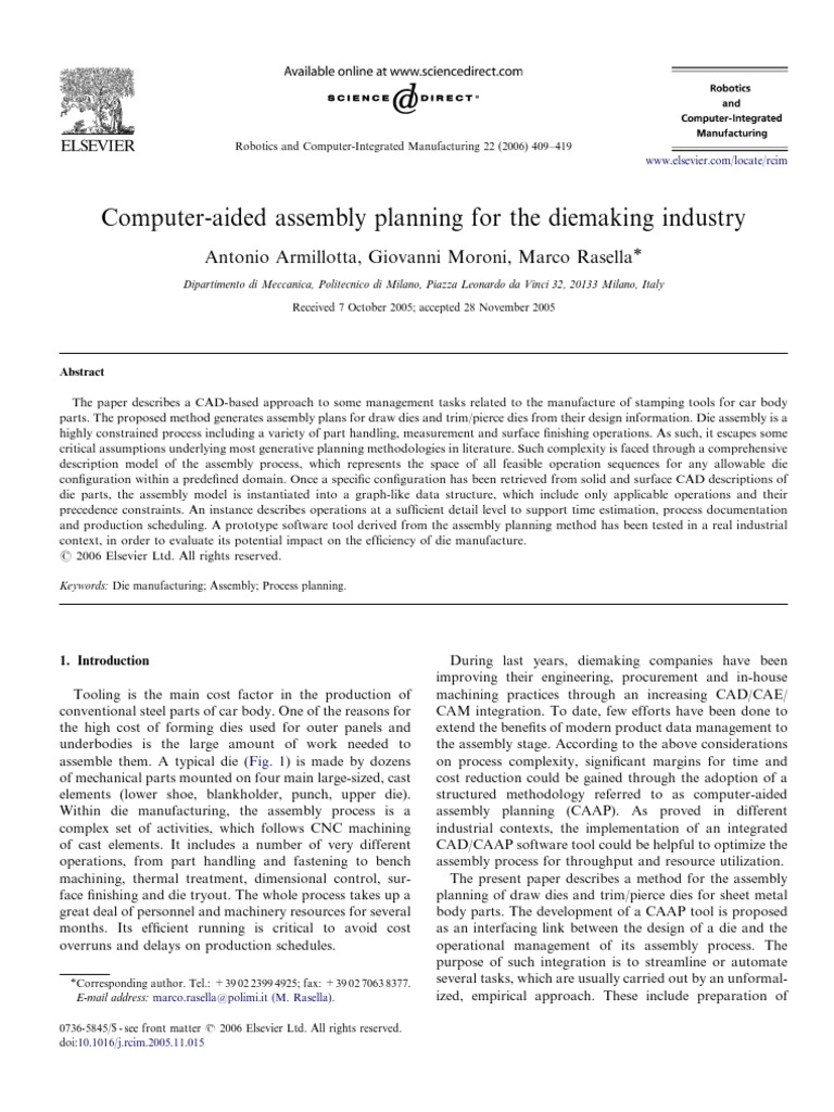 CAD Assembly Planning for Diemaking | PDF | Computer Aided Design ...