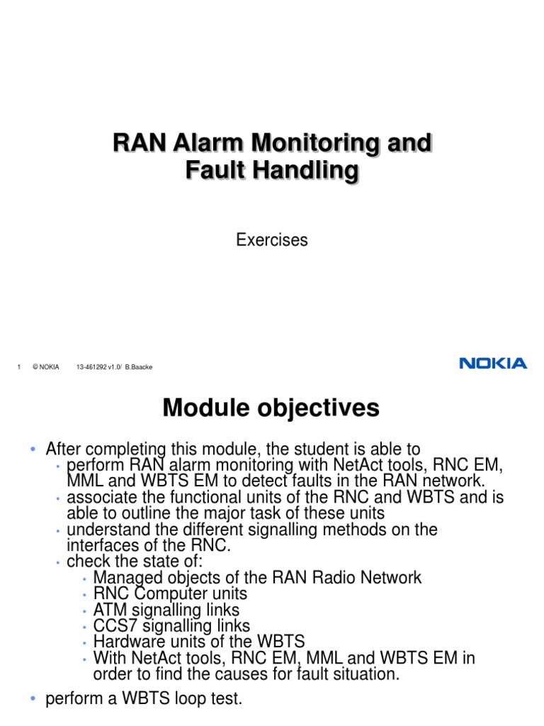 RAN Alarm Monitoring Exercises v1 | PDF | Asynchronous Transfer Mode ...