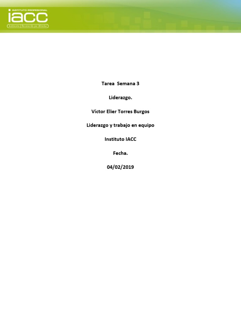 Tarea Semana 3 | PDF | Liderazgo