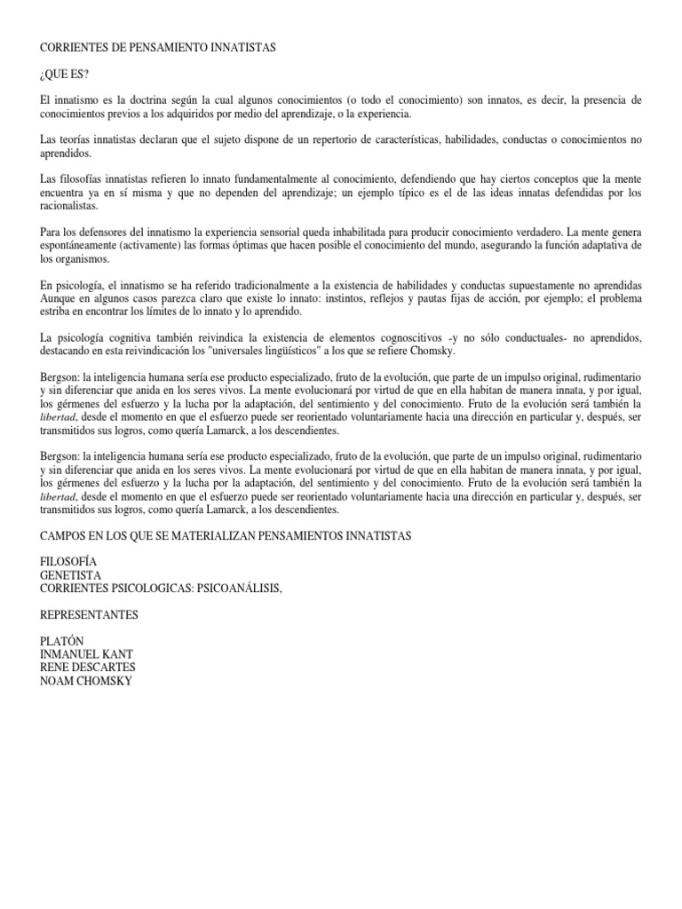 Innatistas vs. Ambientalístas | PDF | Sicología | Conocimiento