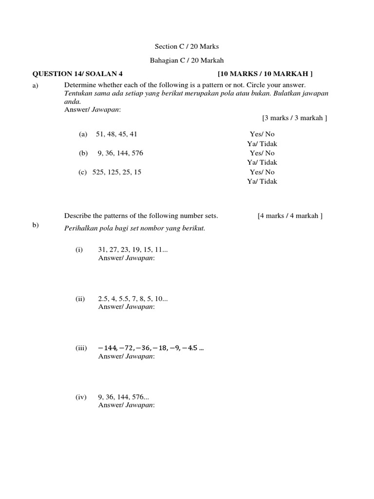 Pola dan Penyederhanaan Matematik Tingkatan 2 | PDF