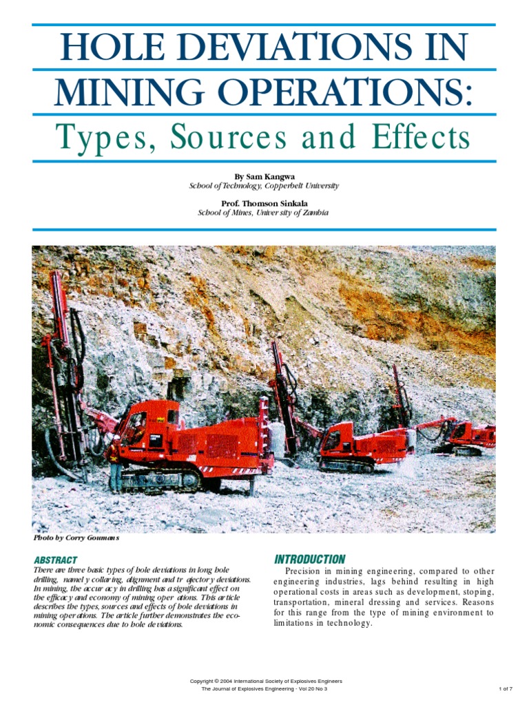 Types, Sources and Eff e C T S: Hole Deviations in Miningoperations ...
