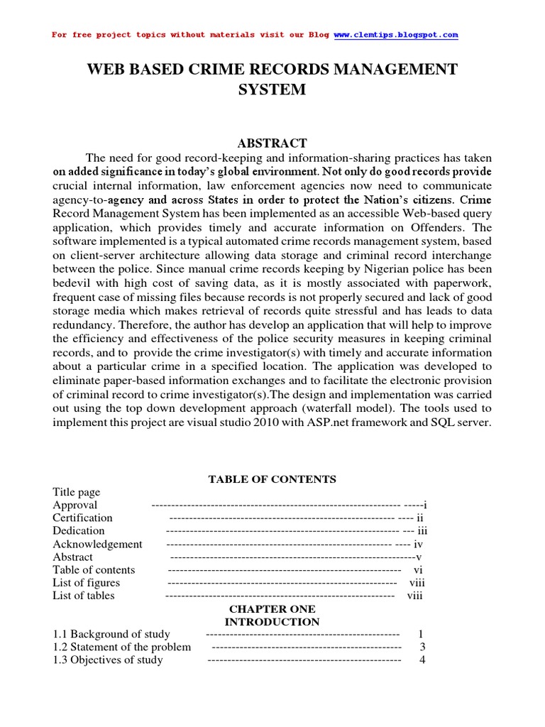 Web-Based Crime Records Management System: Developing an Efficient ...