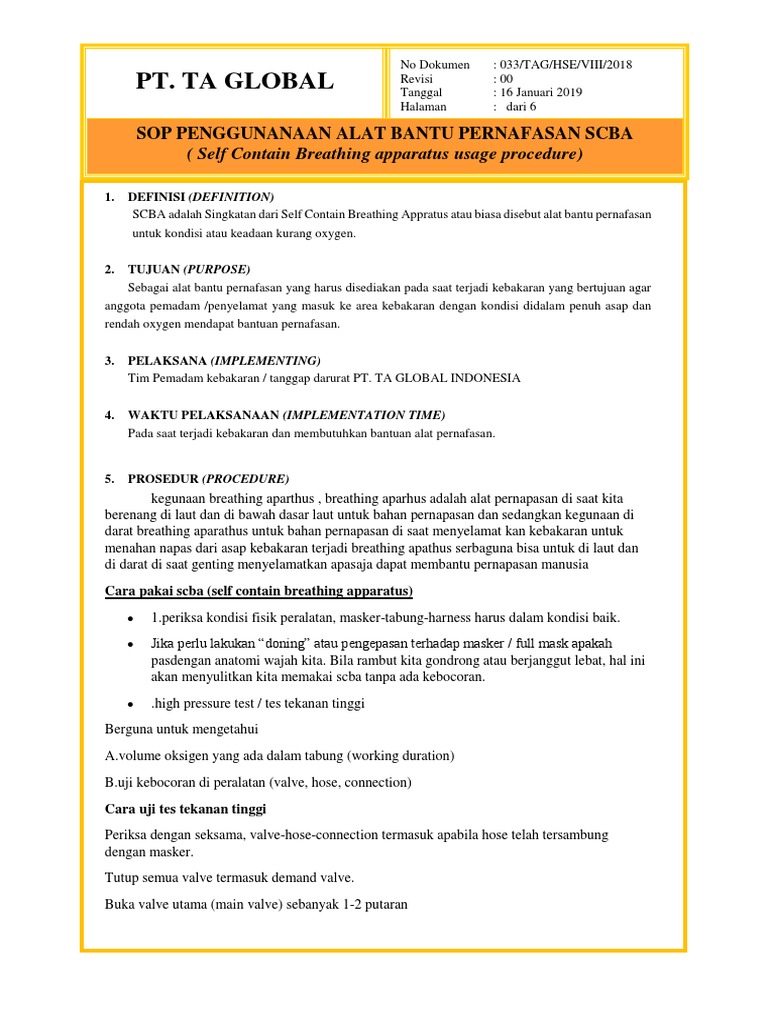 Sop Penggunaan Scba Pdf