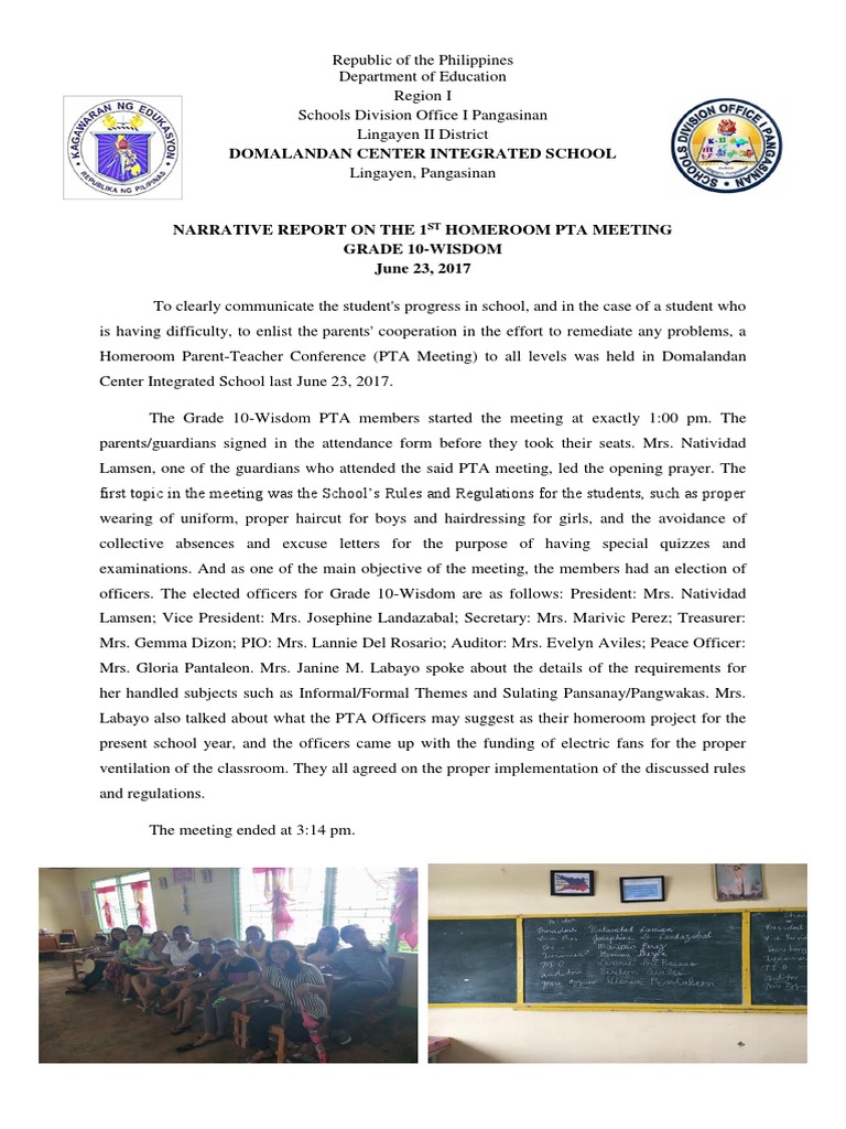 Narrative Report Pta | PDF | Behavior Modification | Learning