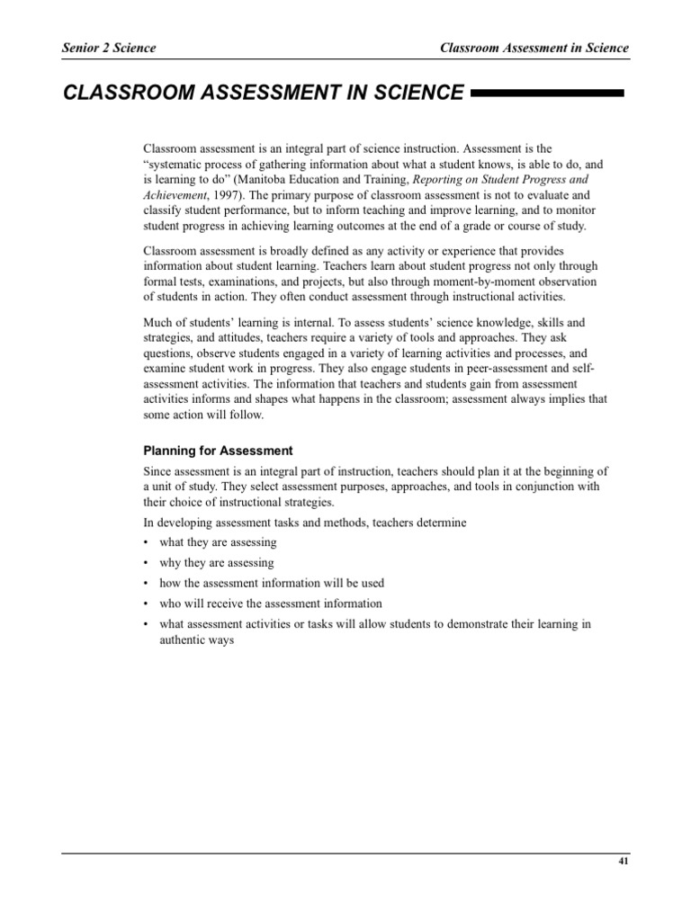 Assessment in Science | PDF | Educational Assessment | Teachers