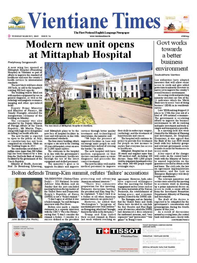 Vientiane Time Newspaper 06-03-2019 | PDF | Laos | Academic Degree