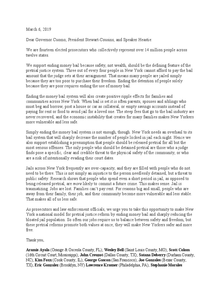 Final DA Bail Letter March 6 | PDF | Bail | Prison