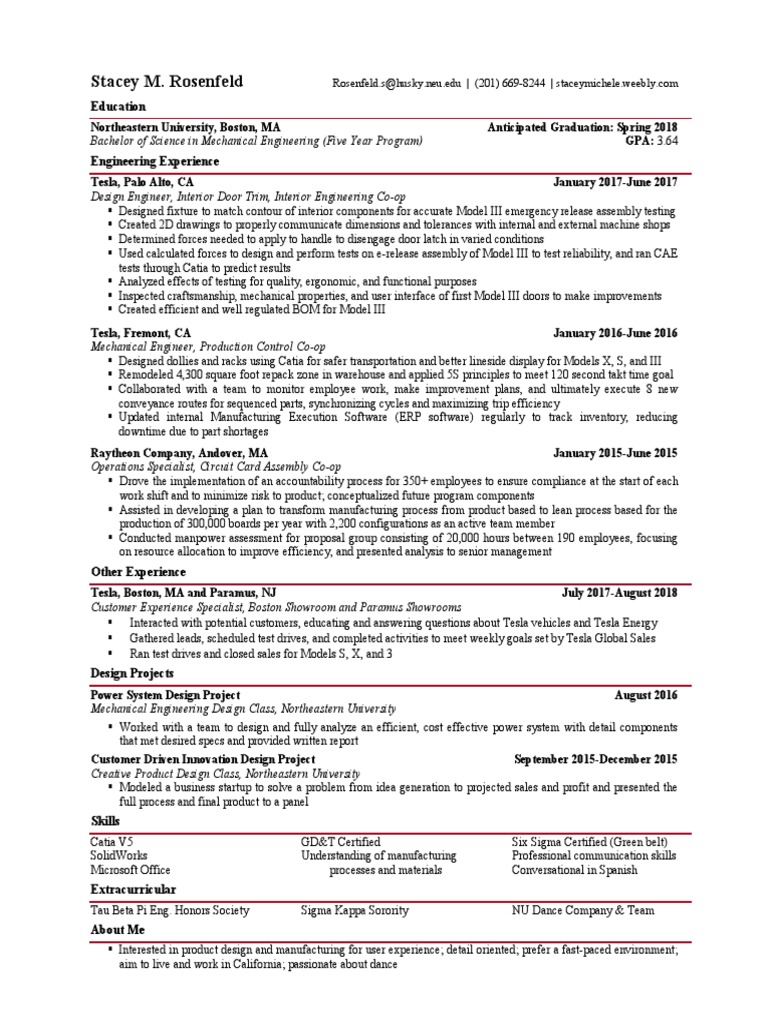 Stacey Rosenfeld Resume 2018 | PDF | Design | Engineering
