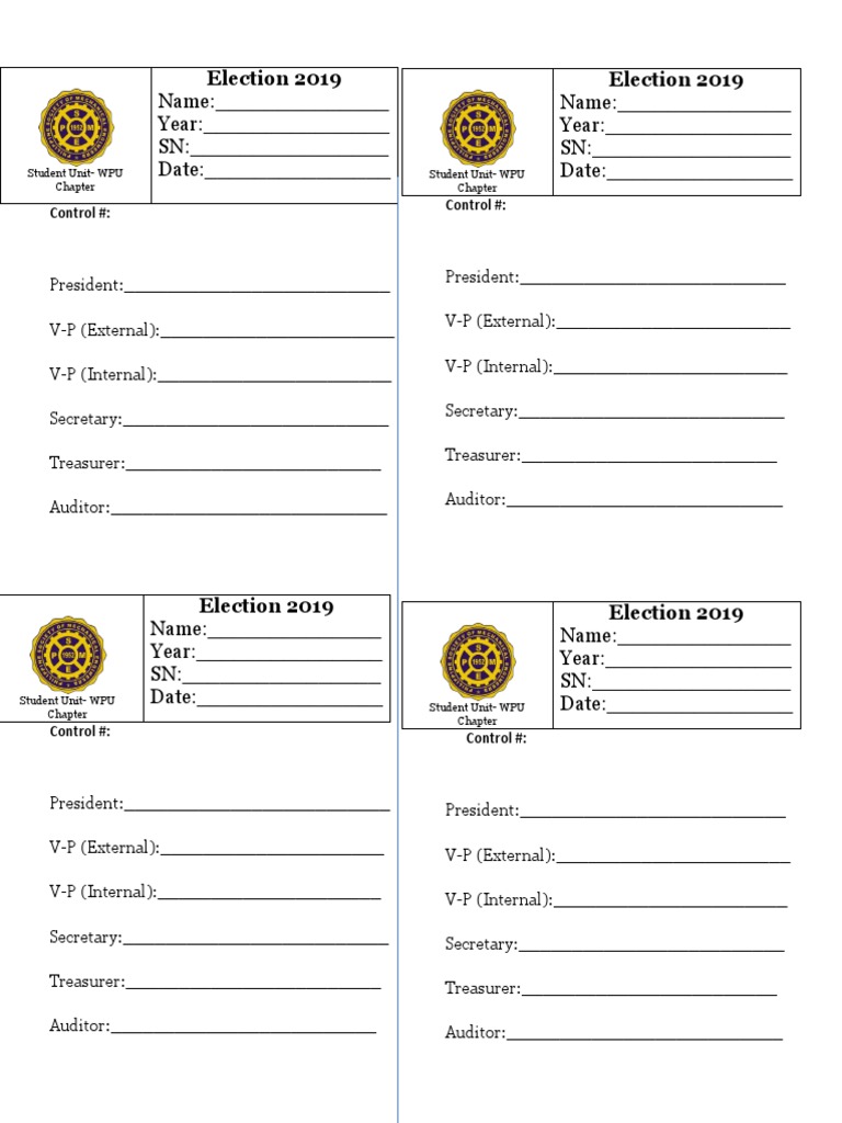 WPU Chapter Election 2019 Form | PDF