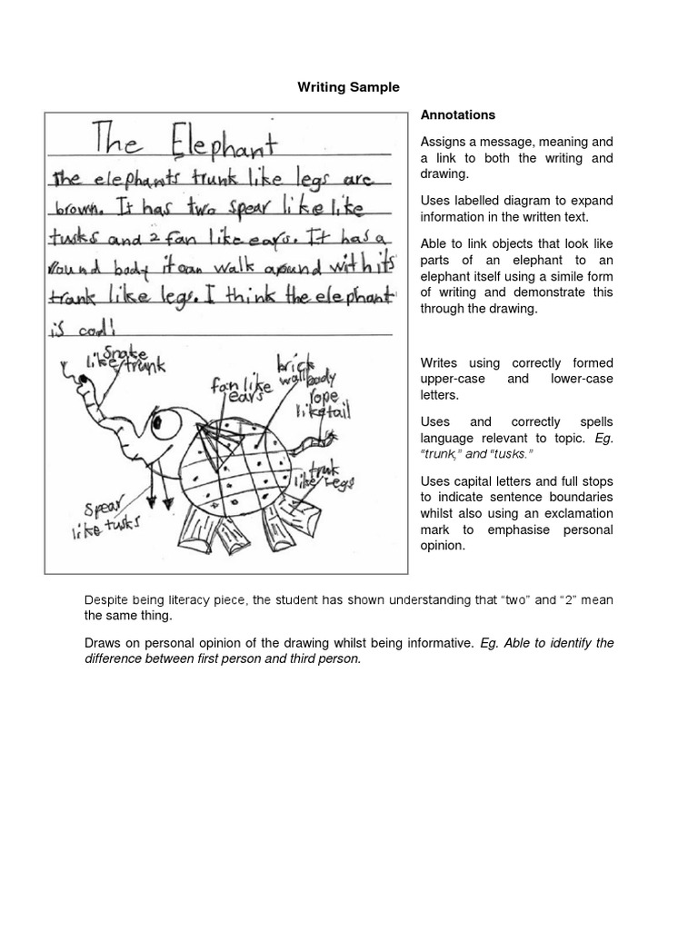 Writing Sample with Annotations and Diagrams | PDF