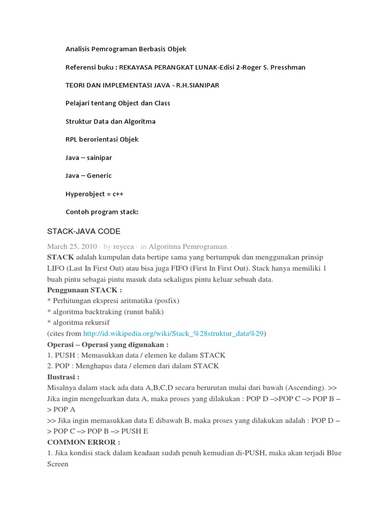 Analisis Pemrograman Berbasis Objek | PDF