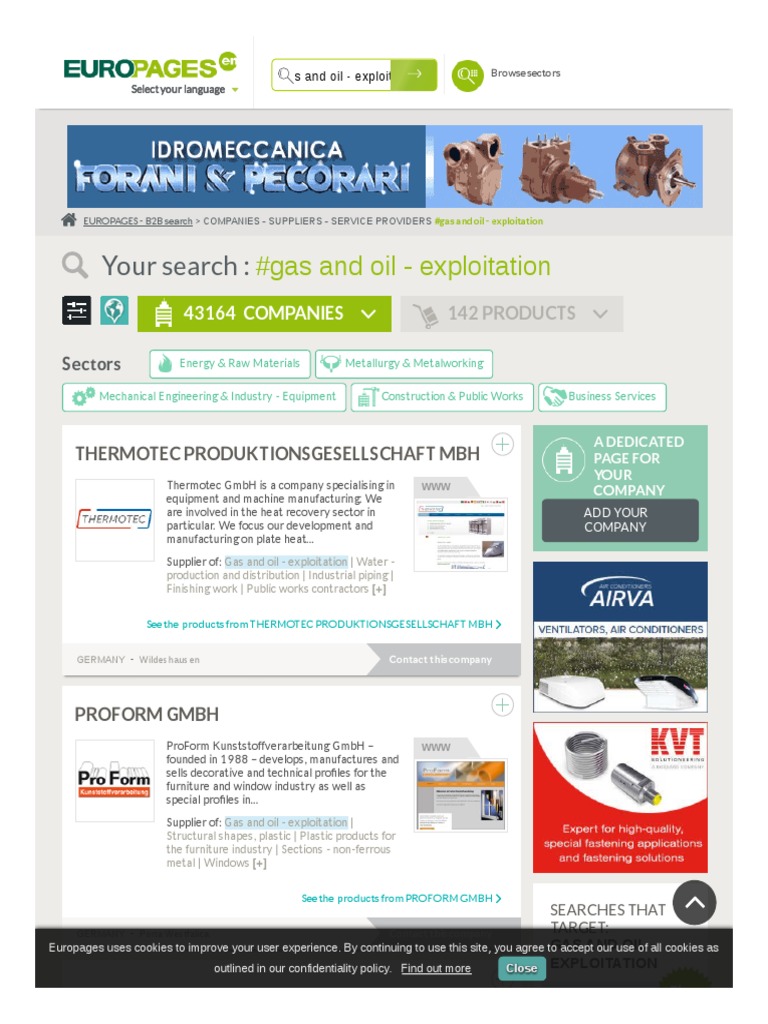 Europages Companies Gas and Oil | PDF | Petroleum | Hydrocarbon Exploration