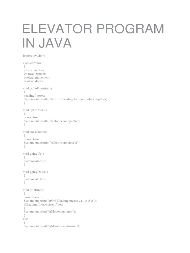 Elevator Program in Java | PDF | Java Platform | Computing Platforms