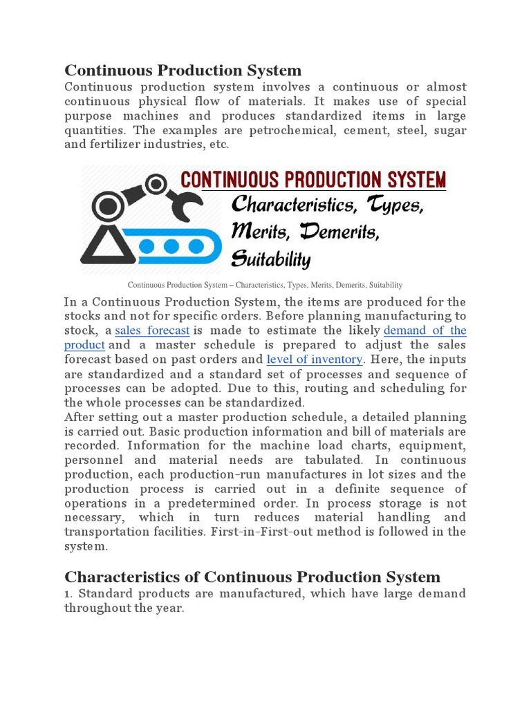 Continuous Production System | Download Free PDF | Mass Production ...