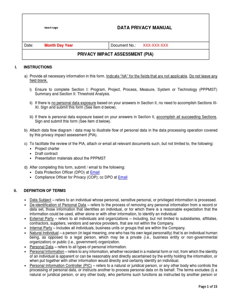 Privacy Impact Assessment Template | PDF | Information Security ...
