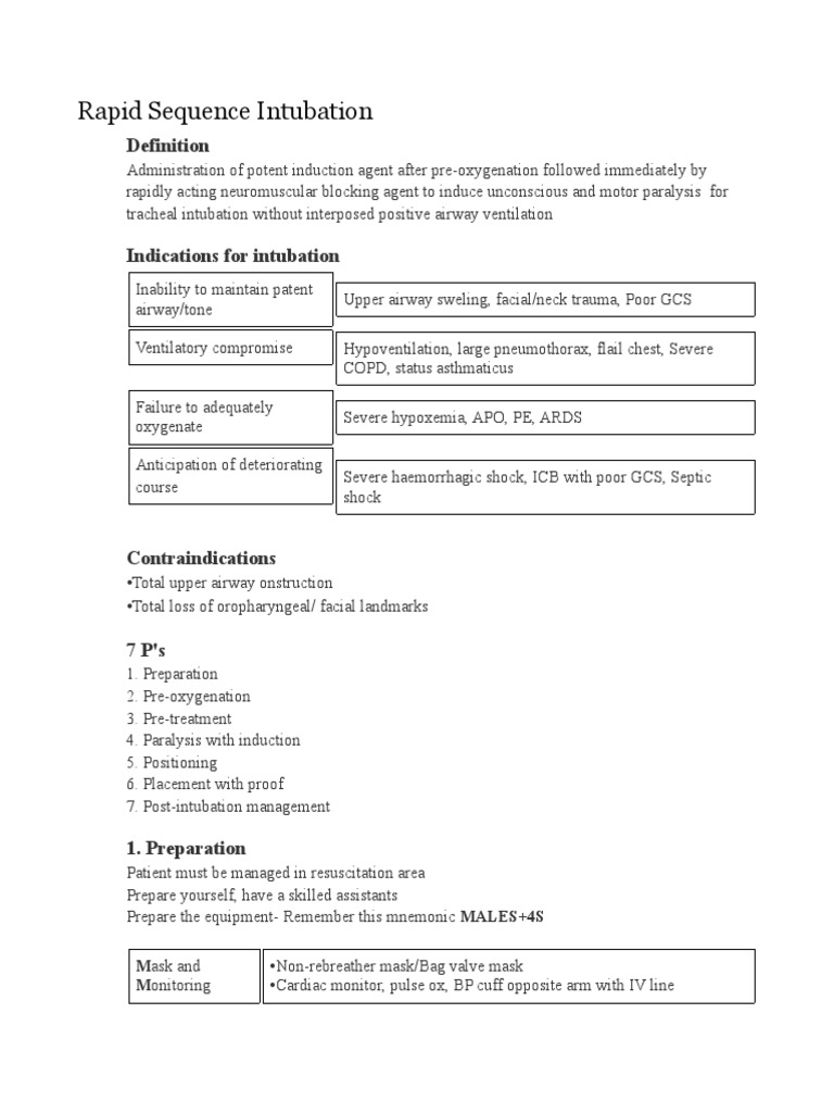 Rapid Sequence Intubation: Mask and Monitoring | PDF | Apnea | Diseases ...