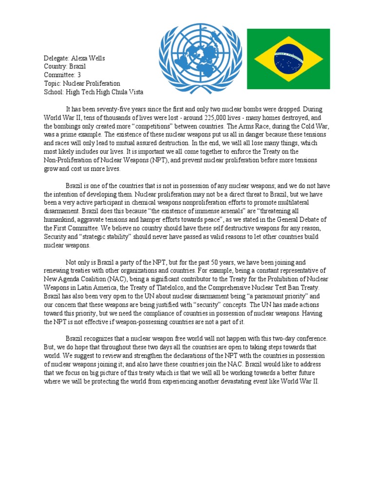 Alexa - Brazil Mun Position Paper | PDF | Treaty On The Non ...