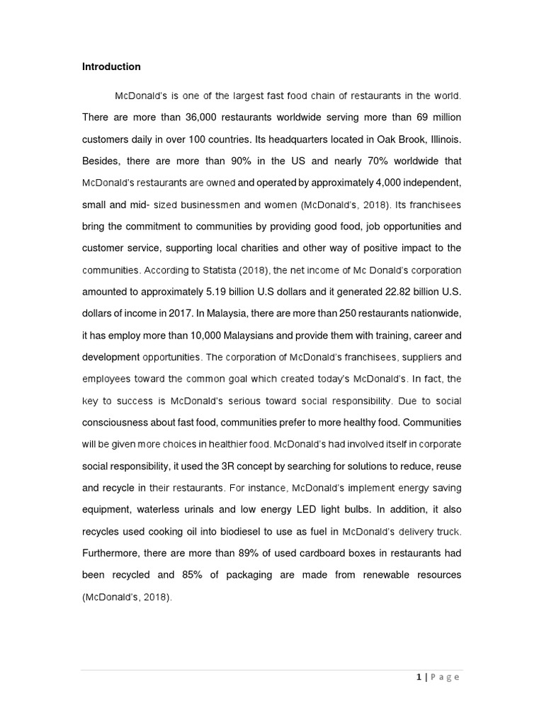 MC Donald CSR | PDF | Corporate Social Responsibility | Mc Donald's