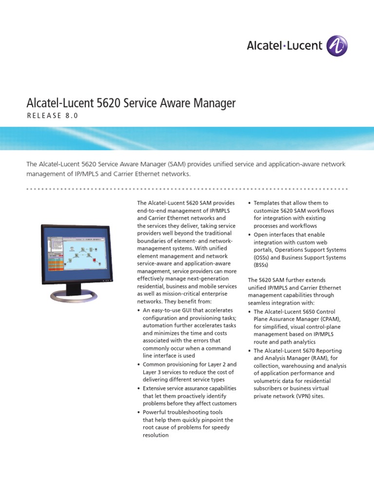 Alcatel-Lucent 5620 Service Aware Manager: Release 8.0 | PDF | Computer ...