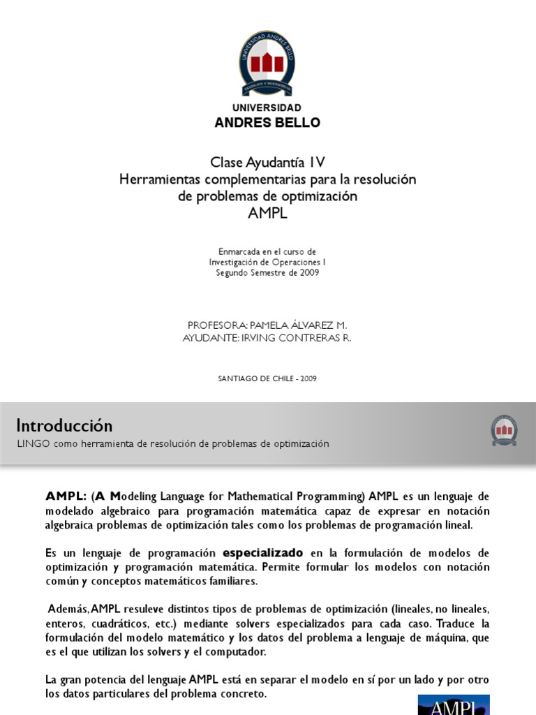 Guía AMPL para Optimización Matemática | PDF | Lenguaje de programación | Programación de ...